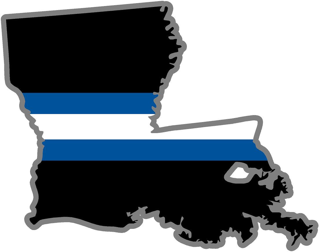 5" Louisiana LA Thin Blue White Line Black State Shape Sticker ...