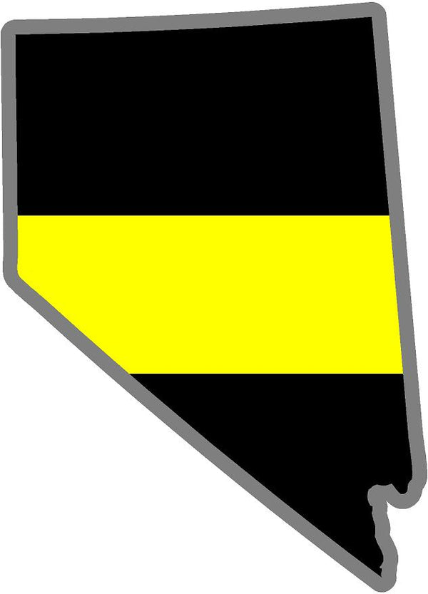 5" Nevada NV Thin Yellow Line Black State Shape Sticker - Project Thin Line