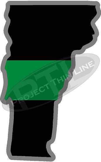 5" Vermont VT Thin Green Line Black State Shape Sticker - Project Thin Line